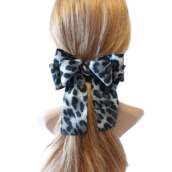 veryshine-claw-banana-barrette-gray-leopard-print-long-tail-bow-french ...